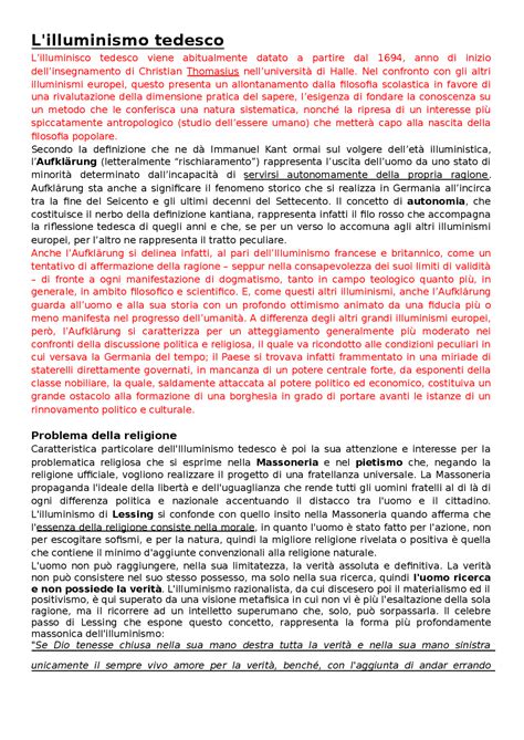 Lilluminismo Tedesco Appunti Di Filosofia Docsity