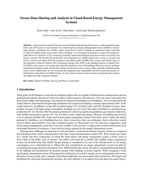 Pdf Secure Data Sharing And Analysis In Cloud Based Energy Management Systems