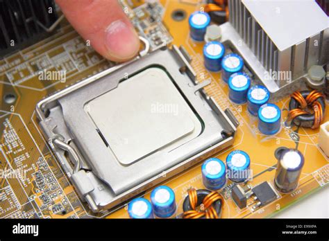 Processor On The Computer Motherboard Stock Photo Alamy