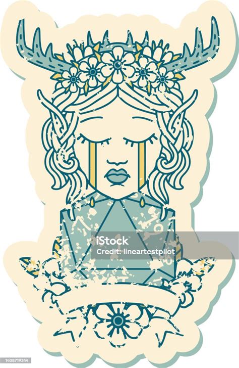 슬픈 엘프 드루이드 캐릭터 얼굴 자연스러운 D20 롤 일러스트 레이 션 굴리기에 대한 스톡 벡터 아트 및 기타 이미지 굴리기 꼬마 요정 드루이드교 Istock