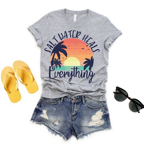 Saltwater Heals Everything Summer Beach Graphic Tee Etsy