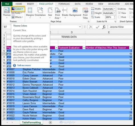 Excel Table Design Templates