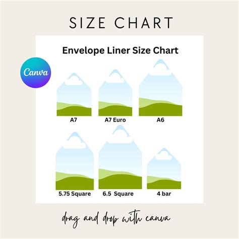 Envelope Liner Size Chart Size Guide Customized Envelope Liner Canva Drag And Drop Envelope