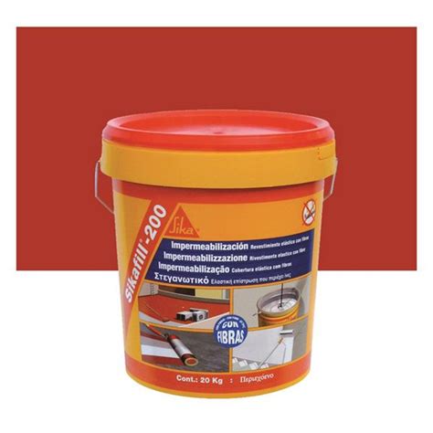 Pintura Impermeabilizante SIKAFILL 200 Fibras 20KG Rojo Teja SIKA