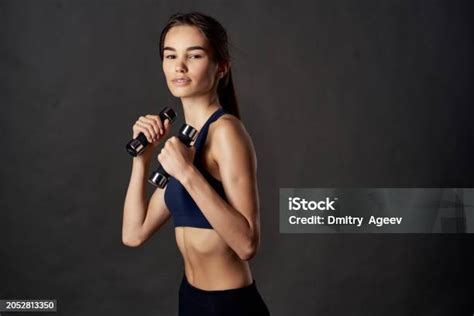 Pretty Woman Boxing Workout Exercises Fitness Posing Isolated
