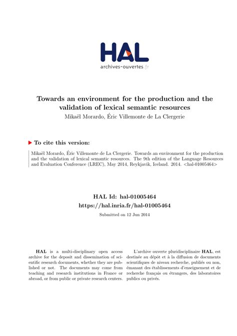 Pdf Towards An Environment For The Production And The Validation Of