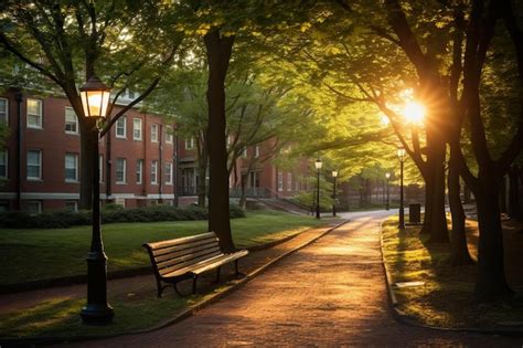 Premium Ai Image Beautiful College Campus With Long Walkway