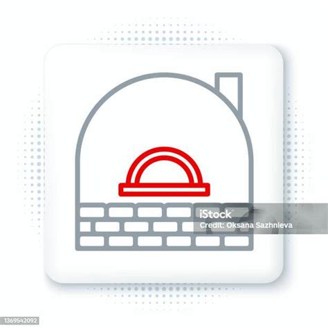 흰색 배경에 격리 된 라인 벽돌 스토브 아이콘 벽돌 벽난로 벽돌 난로 돌 오븐 아이콘 다채로운 개요 개념 벡터 가정 주방에 대한