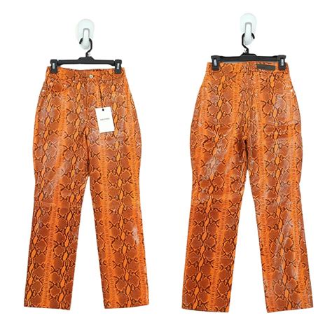 Grlfrnd Orange Leather Pants For Women Mercari