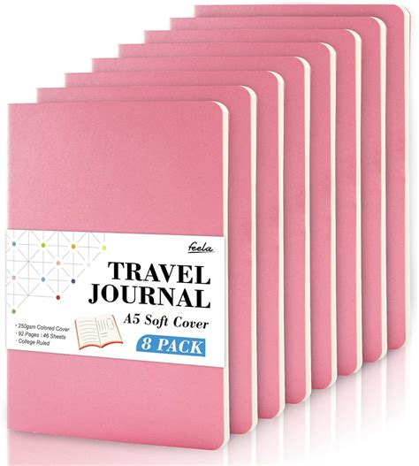 Feela 8 Pack Soft Cover Notebooks A5 Lined Journal Notebooks College