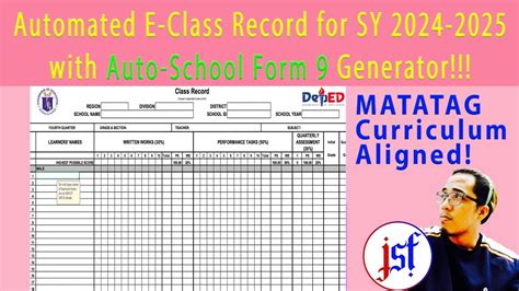 Demo Video On The New Automated E Class Record For Sy 2024 2025 With Sf9 Generator Youtube Demo Video On The New Automated E Class Record For Sy 2024 2025 With Sf9 Generator Youtube