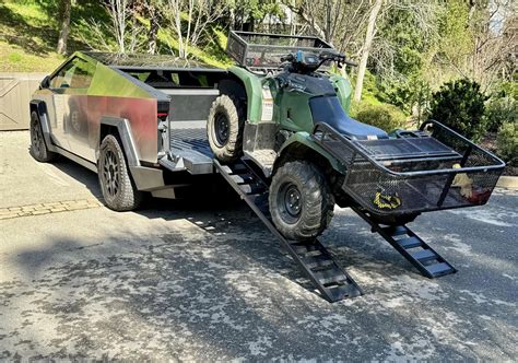 Cybertruck Tailgate Ramp Used For Loading Atv Onto Bed Tesla
