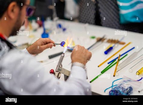 Craft Process Of Making Glass Decorative Ornaments Blowing Glass