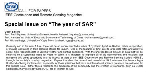Sar In Ieee Geoscience And Remote Sensing Magazine Sergio Molano