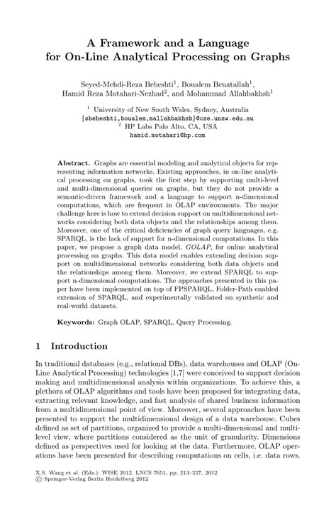 Pdf A Framework And A Language For On Line Analytical Processing On