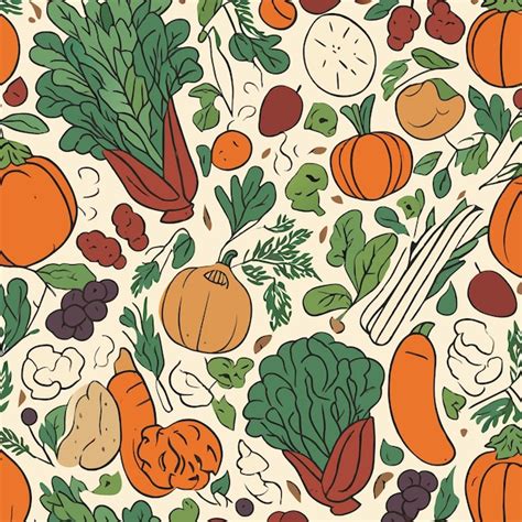 Vegetables Seamless Pattern Premium Ai Generated Vector