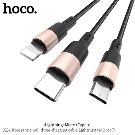Cáp Sạc Hoco X26 3 Đầu Lightning Micro Usb Type C Mua Cóc And Cáp