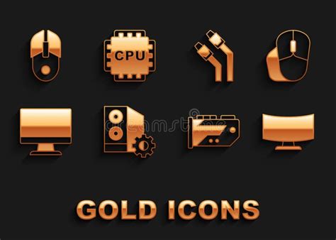 Set Case Of Computer Computer Mouse Monitor Screen Video Graphic