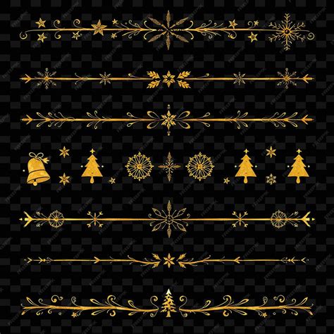 Png Stars Bells Snowflakes And Tiny Christmas Trees Warm Gold And Si