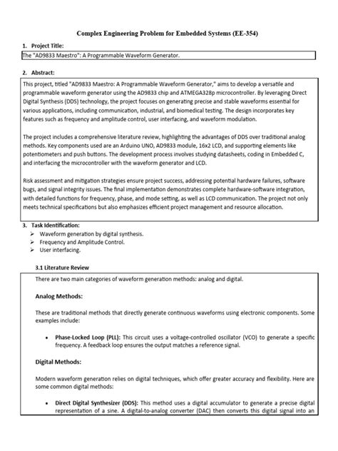 Dds Function Generator Preliminary Plan And Design Assessment Pdf