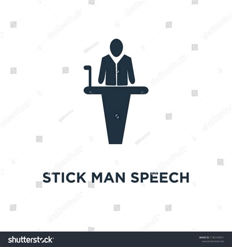 Stick Man Speech Icon Black Filled Stock Vector Royalty Free 1182149251