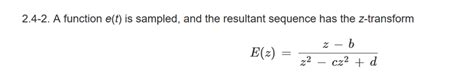 Solved 2 4 2 A Function E T Is Sampled And The Resultant