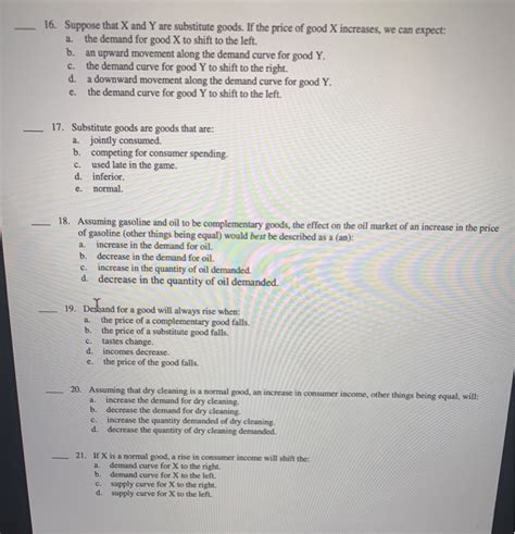 Solved 16 Suppose That X And Y Are Substitute Goods If The