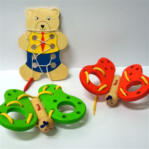 Wooden Threading Set Bear And Butterflies Warwick Toy Library