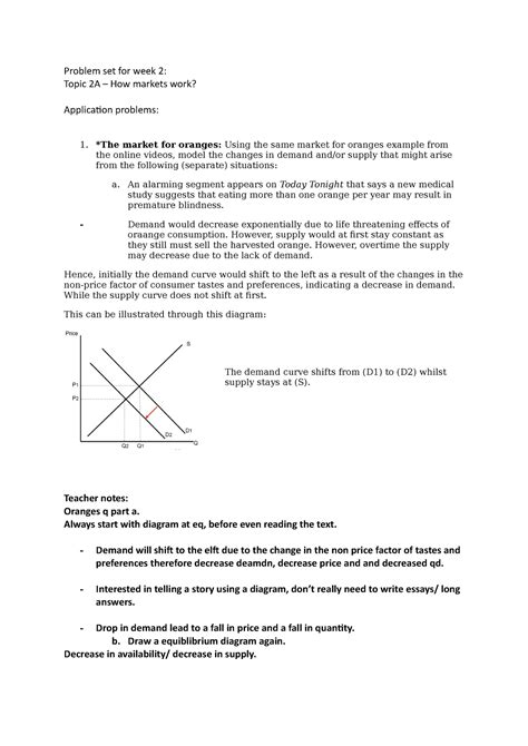 Problem Set Wk Econ Problem Set For Week Topic A How Markets Work Application