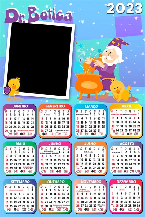 Calendário 2023 Dr Botica Moldura Png Para Juntar Foto Imagem Legal