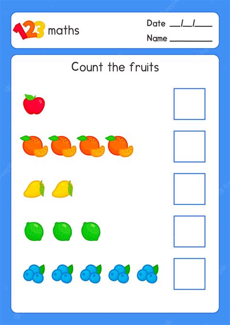 Premium Vector Count The Fruit And Write It On The Square Blank In