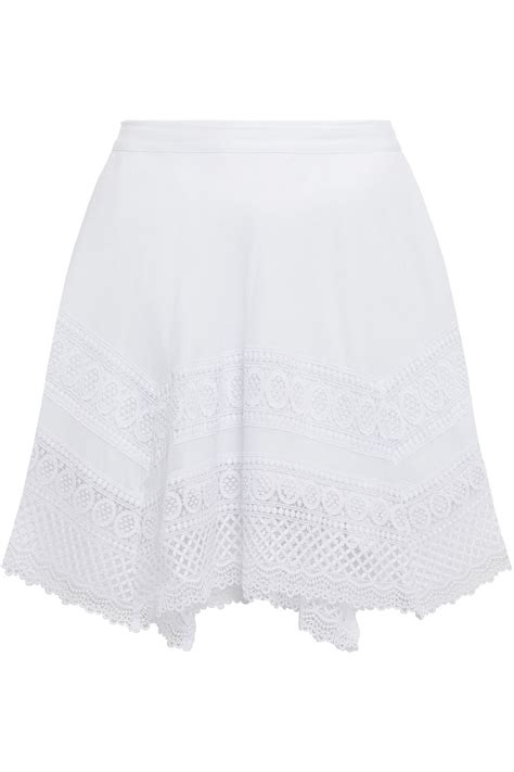 Charo Ruiz Ibiza Crocheted Lace Trimmed Cotton Blend Voile Mini Skirt