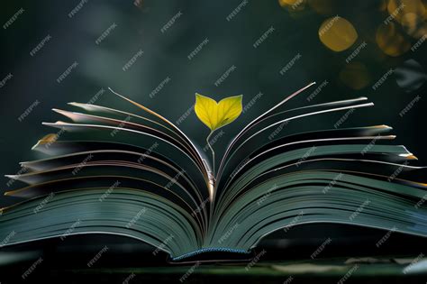 Premium Photo Sprouting Leaf On Open Book Symbol Of Growth And Learning