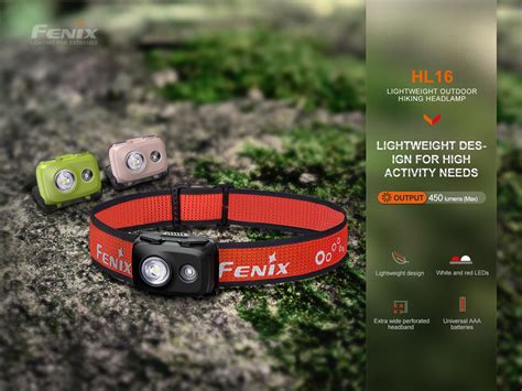 Fenix HL16 Headlamp - 450 Lumens, 104 Meter Beam Distance (Black Only ...