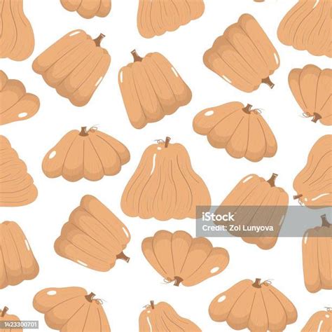 하얀 배경에 고립 된 가을 수확 만화 플랫 호박 추수 감사절 월페이퍼가있는 완벽한 패턴 10월에 대한 스톡 벡터 아트 및 기타 이미지 10월 11월 9월 Istock