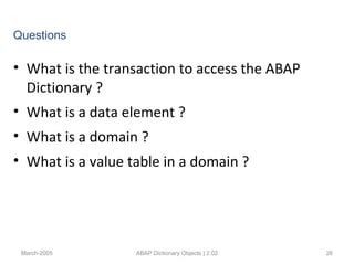 Chapter 02 Abap Dictionary Objects1 PPT