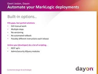 Marklogicworld Automate Your Deployments Ppt