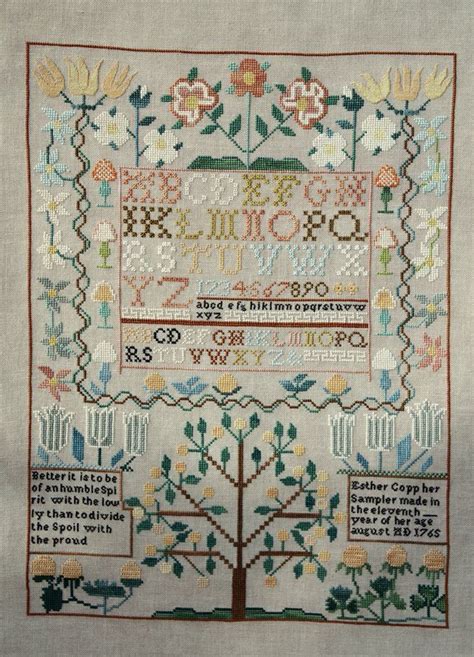Esther Copp In The 11th Year Of Her Age 1765 Stonington Sampler