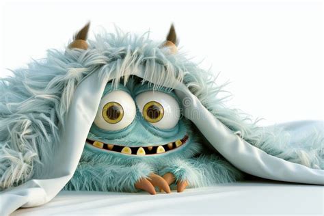 Fluffy Blue Monster Character With Big Eyes And Playful Expression