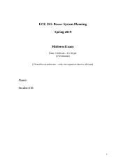 Ece Midterm Exam Docx Ece Power System Planning Spring