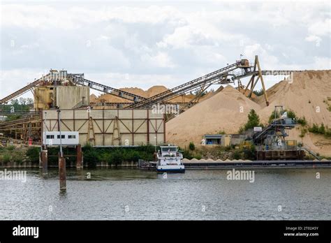 Sand Quarry And Waterways Transportation Of The Sand River Transport