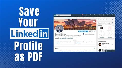 How To Save Your Linkedin Profile As A Pdf Step By Step Tutorial Youtube