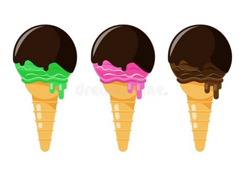Set Of Ice Cream Cone Isolated Element Vector Illustration Stock Vector
