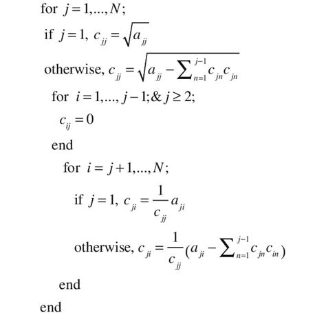 Algorithm For Calculating The Lower Triangle Of Cholesky Factorization