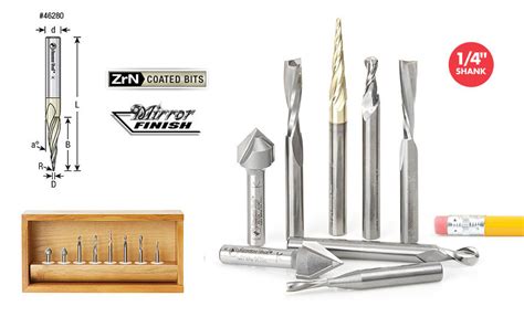 8pc Amana General Purpose Router Bit Set 14 Shank Nextwave Cnc