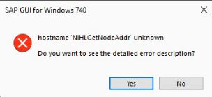 Sap Gui For Windows Error Hostname Nihlgetnodeaddr Unknown Managed