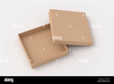 Blank Open Carton Square Flat Gift Box Mock Up On White Background