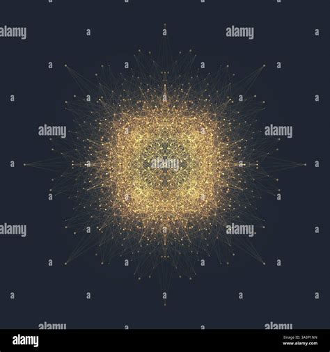 Digital Fractal Element With Connected Golden Lines And Dots Minimal Lines Plexus Array Big