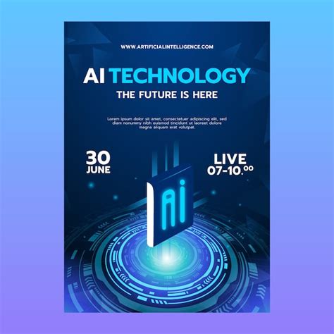 현실적인 기술 포스터 템플릿 프리미엄 벡터