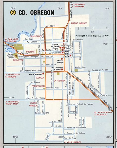 Cd Obregon City Map Detailed Map Of Cd Obregon With Streets Roads
